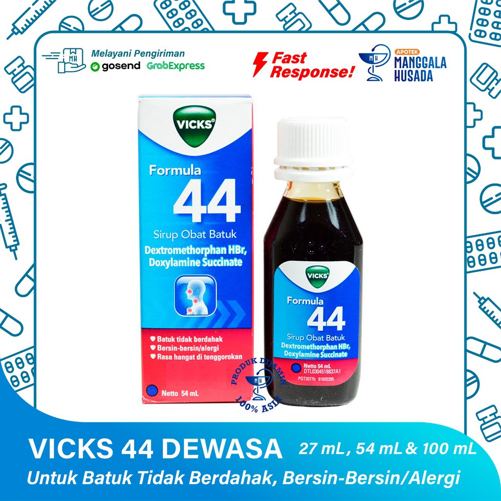 Jual VICKS FORMULA 44 DEWASA SIRUP 27 ML / 54 ML / 100 ML | Shopee ...