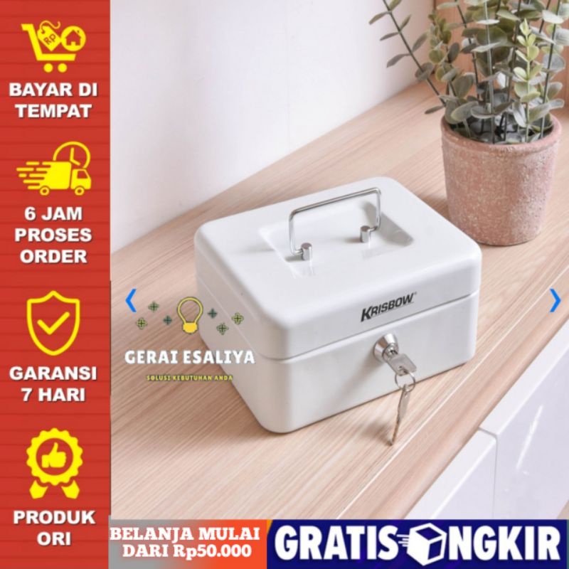 Jual ACE Krisbow Cash Box Safe Box Kotak Uang Deposit Box 20 Cm - Putih ...