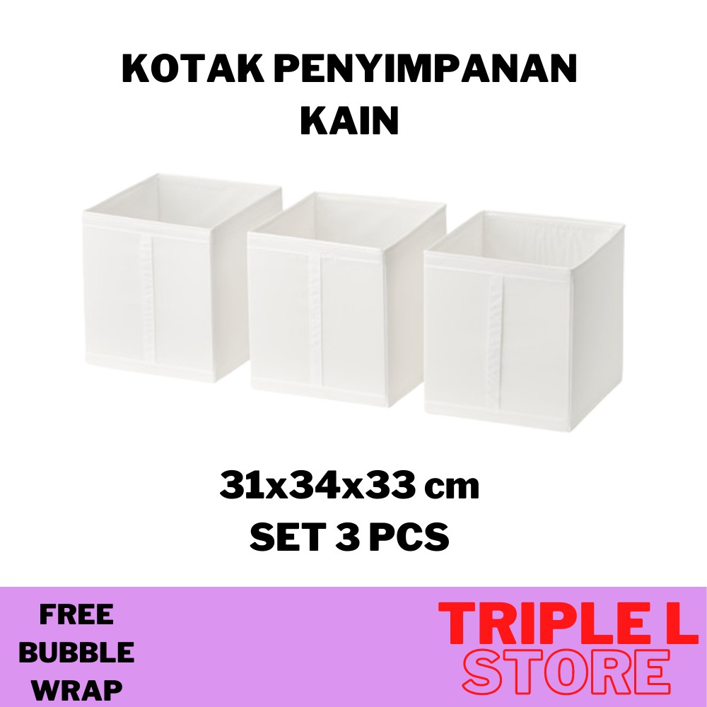 Jual Kotak Penyimpanan Serbaguna Lemari Kabinet Storage Box Kain Putih ...