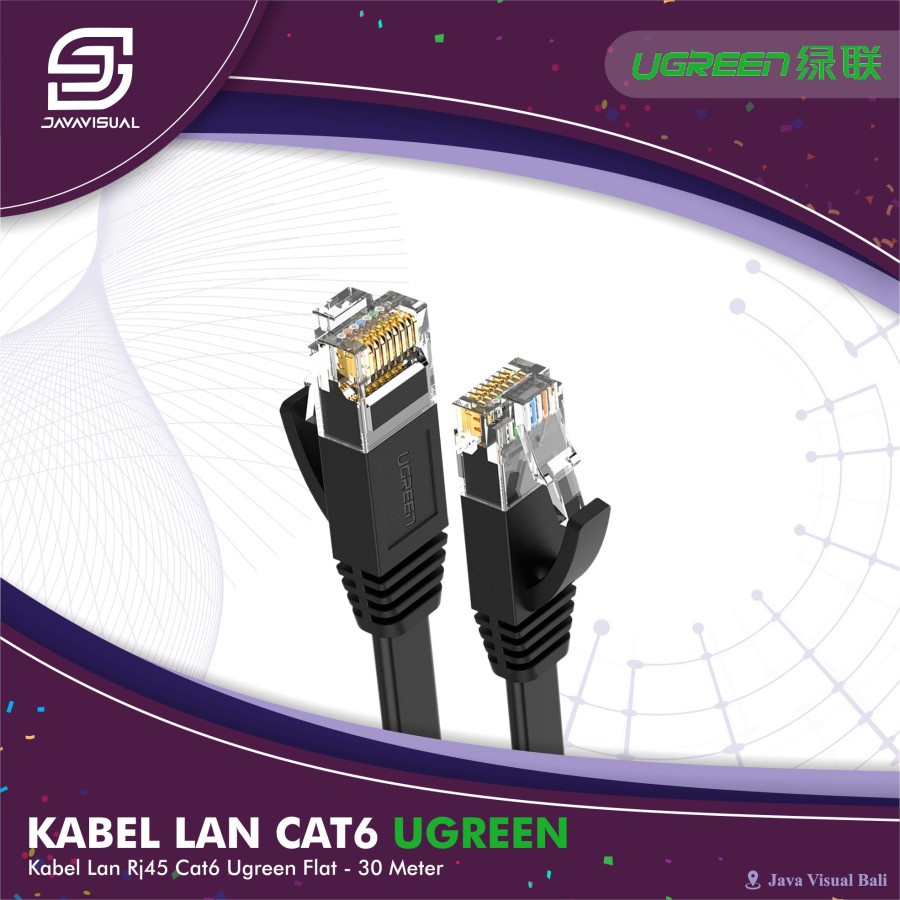 Jual UGREEN Cat 6 UTP Lan Flat Cable 30 Meter | Shopee Indonesia