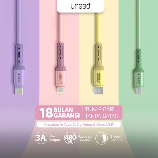 Jual UNEED Kabel Data Colorful Micro USB / Type C Quick Charging 3A ...