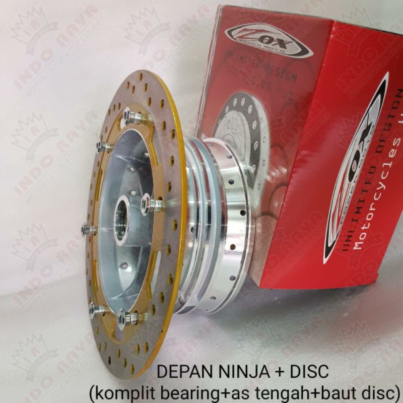 Jual Tromol hub terombol depan ninja 150 + disc + bearing + baut hole ...
