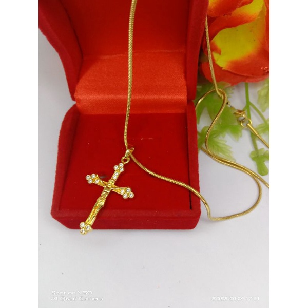 Jual PERHIASAN KALUNG BELUT TITANIUM PLUS LIONTIN SALIB YESUS | Shopee ...