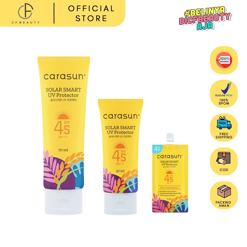 Jual CARASUN Solar Smart UV Protector SPF 45 PA++++, CARASUN SUNSCREEN ...