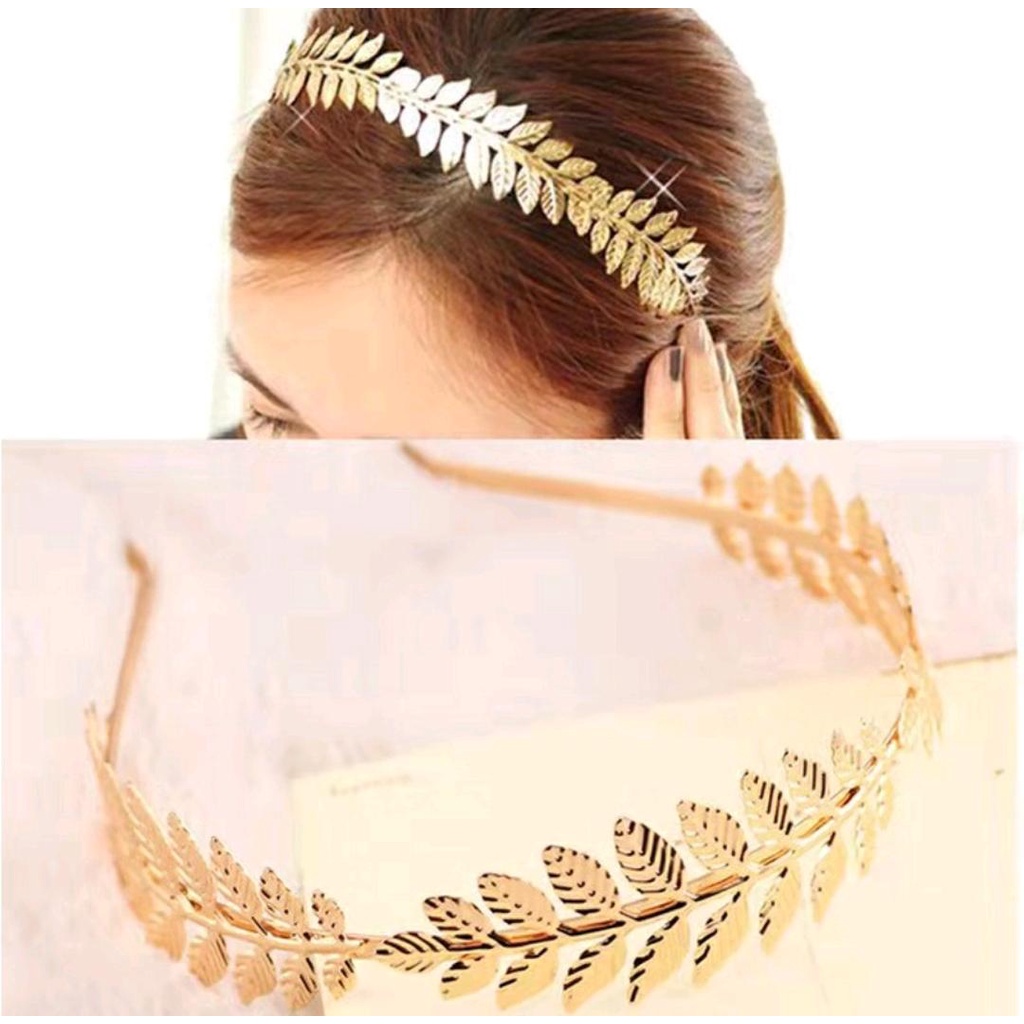 Jual Shell Crown - Bando Daun Bahan Metal Warna Emas Hias Mutiara ...