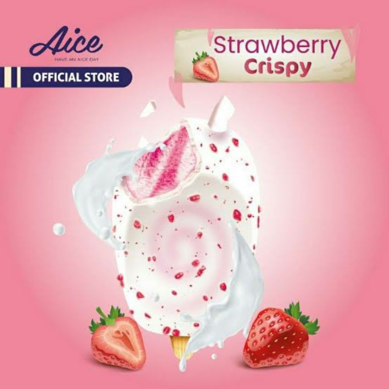 Jual Aice Strawberry Crispy 90ml Es Krim Stroberi | Shopee Indonesia