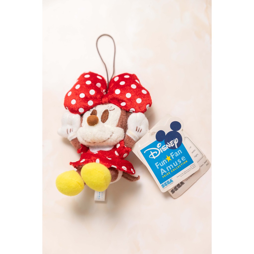 Jual Disney Minnie Mouse keychain plush doll 12 cm original Sega Fun ...