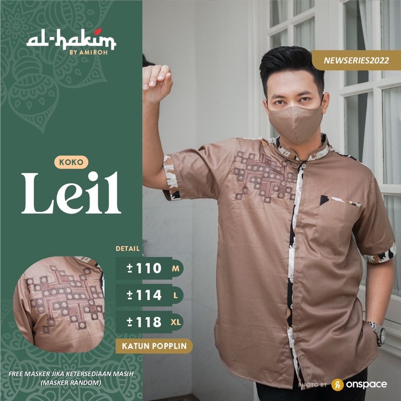 Jual LEIL Baju Koko Dewasa Premium Free Masker / Baju Koko Bordir Premium Original Lengan Pendek ...