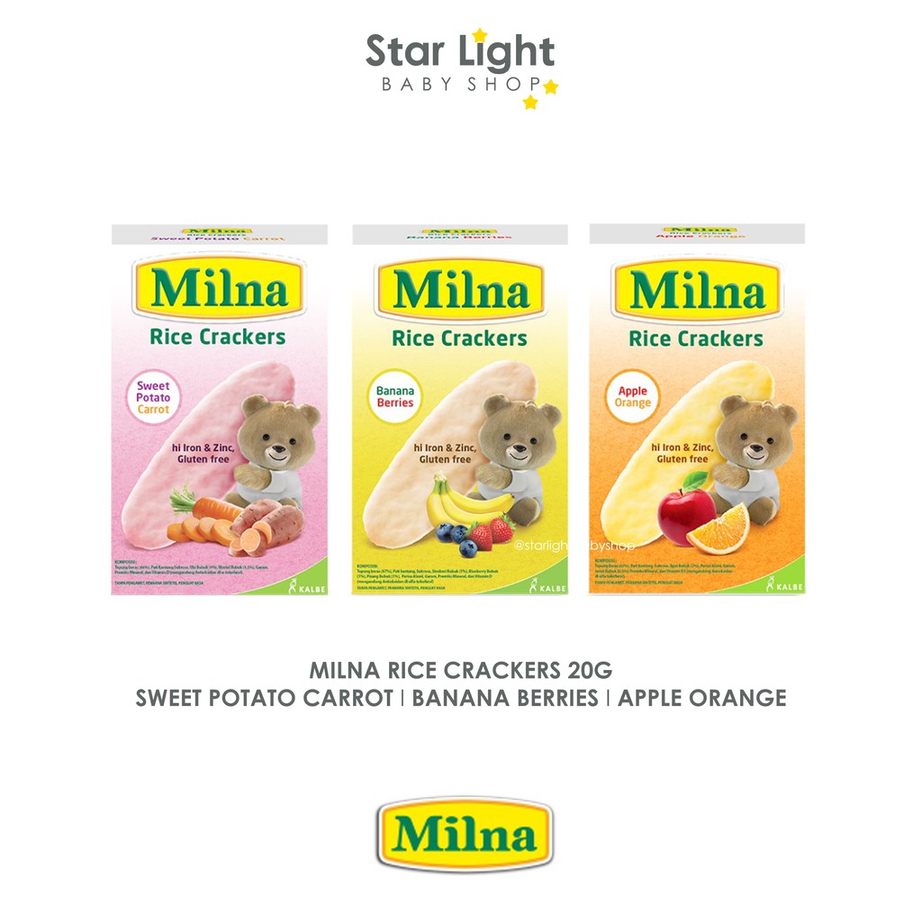 Jual MILNA RICE CRACKERS 20GR (KUE CRACKERS BERAS ANAK BAYI BALITA ...