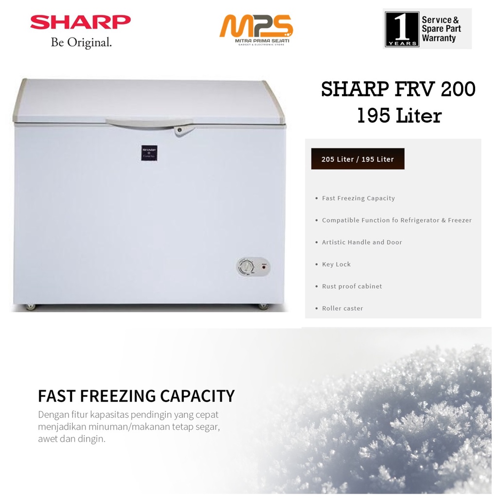 Jual Chest Freezer Sharp FRV 200 (Lemari Beku Buka Atas - 195 Liter ...