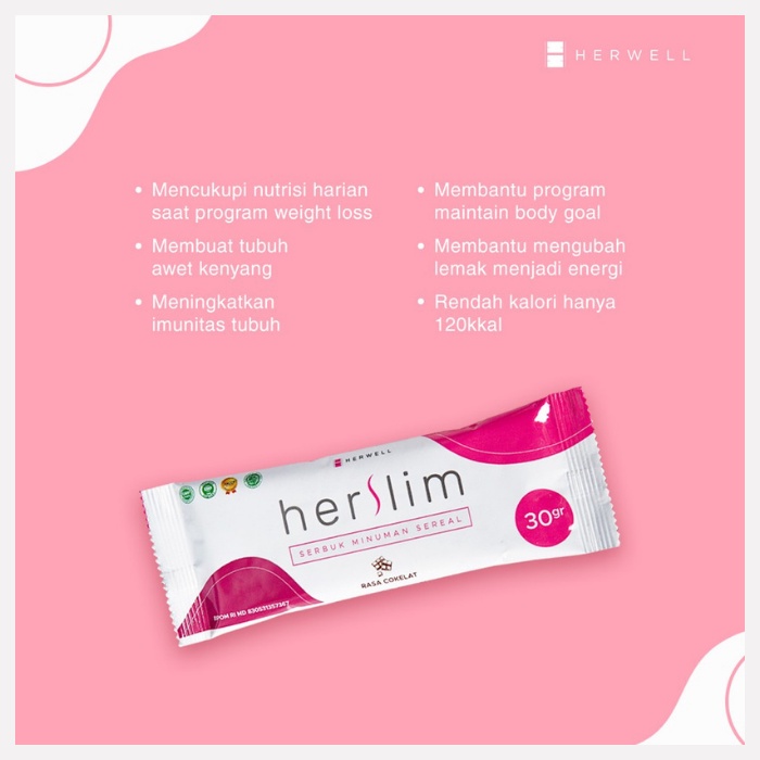 Jual HERSLIM 1 BOX ISI 20 SACHET BY HERWELL BPOM HALAL MEAL REPLACEMENT ...