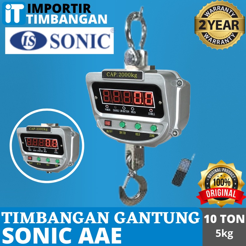 Jual Timbangan Gantung Digital Sonic AAE Crane Scale Ikan Ekspesi Barang Serbaguna 10 Ton ...