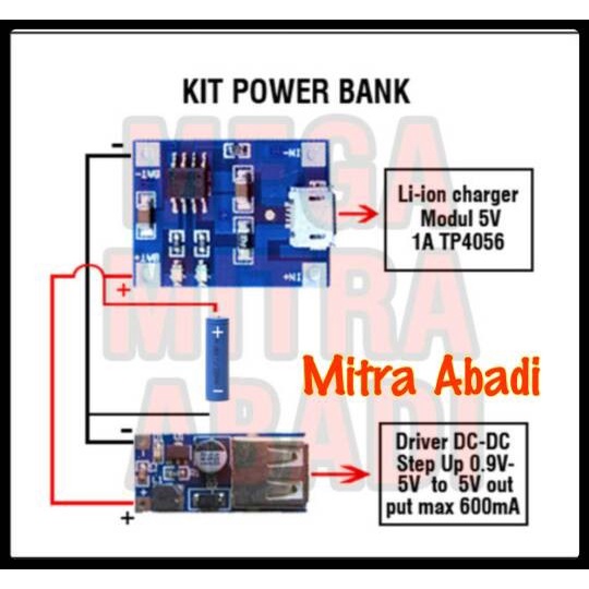 Jual Kit Power Bank Li-ion Charger Modul 5V 1A TP4056 | Shopee Indonesia