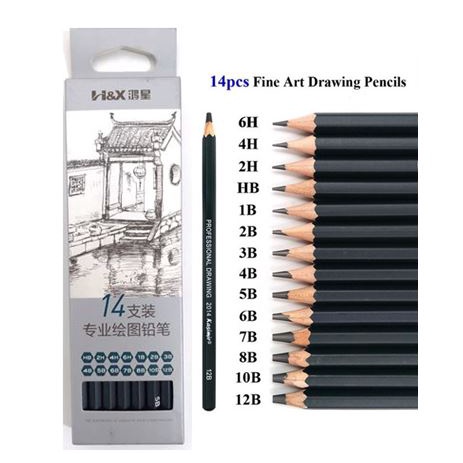 Jual Set Pensil Sketsa Drawing Graphite Professional Pencils Charcoal 14pcs Pensil Menggambar ...