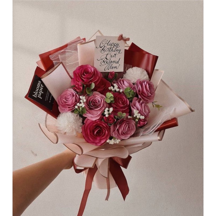 Jual Semi Medium Bouquet Bunga Kertas rangkaian buket ultah romantis ...