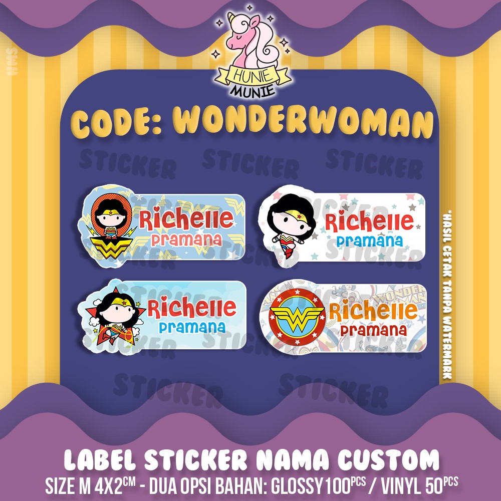 Jual Sticker Nama Custom - Wonder Woman (100pcs+) Stiker | Shopee Indonesia