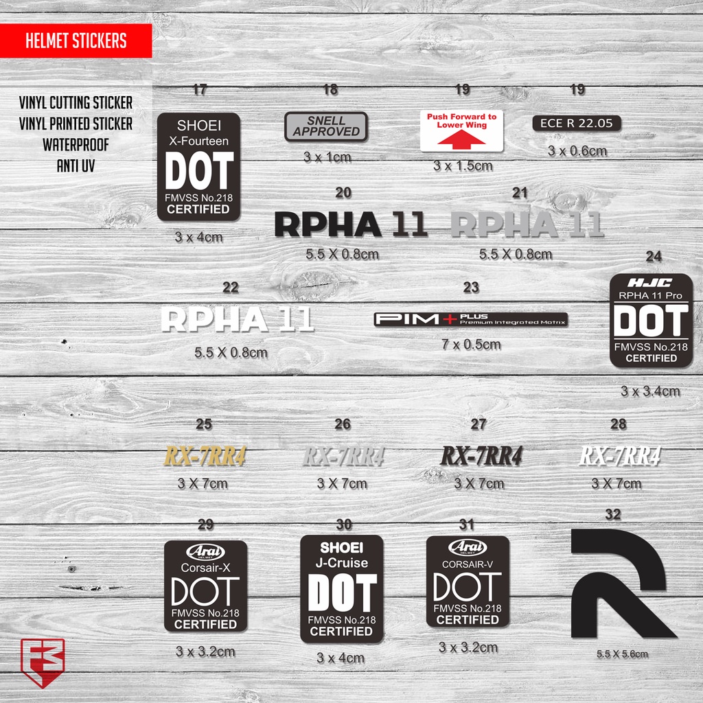Jual Sticker Logo Helm Katalog 2 Repaint Repair Modification kyt ink ...