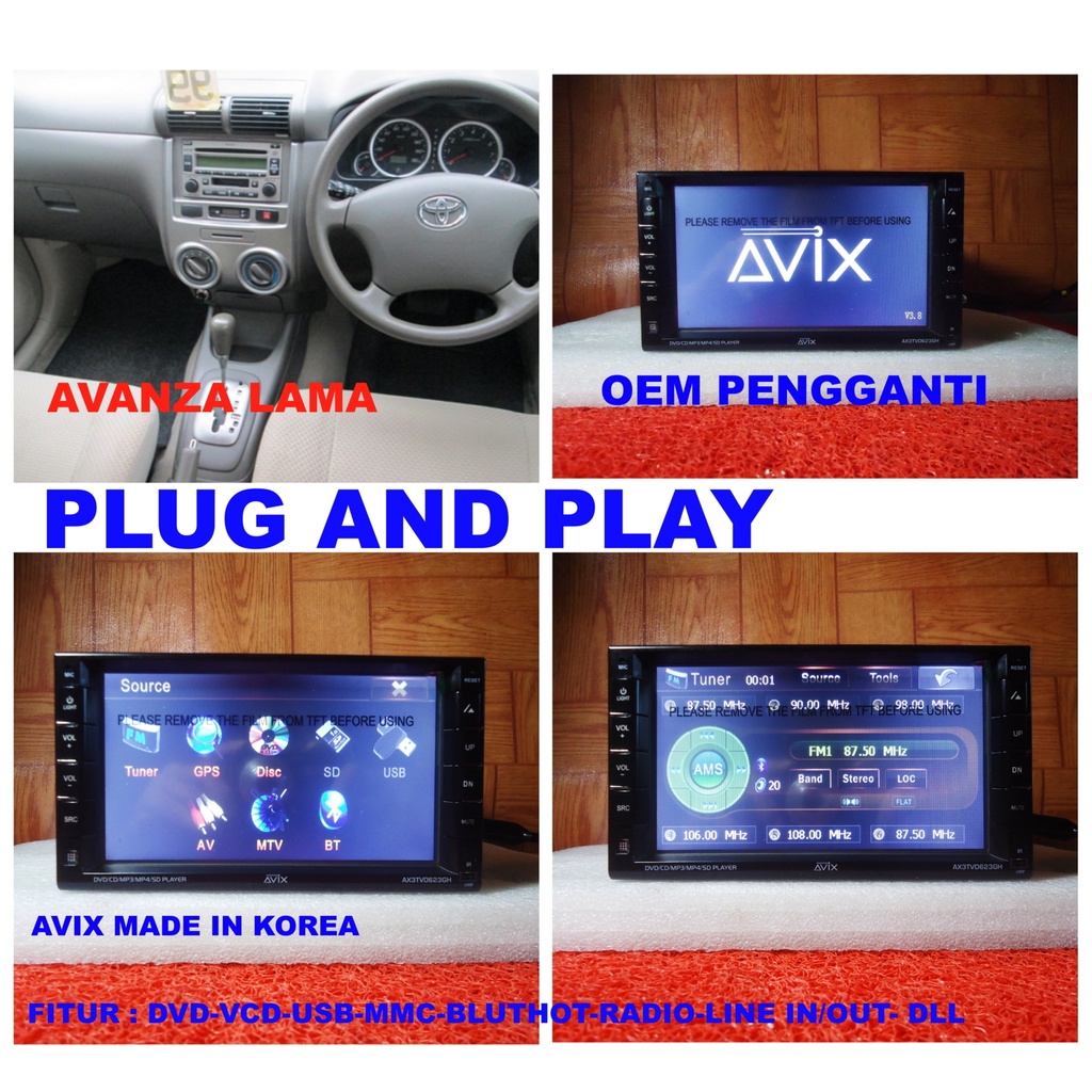 Jual Head unit AVANZA LAMA AVIX Korea sudah plug an play Bergaransi ...