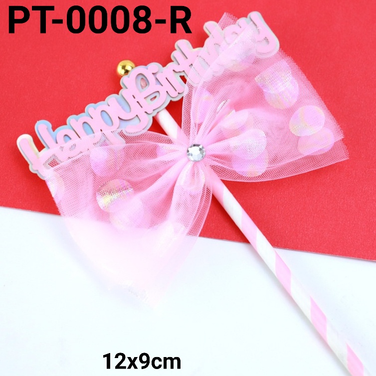 Jual GR-PT-0008 Cake topper hiasan kue pita putih pink biru ungu hitam ...