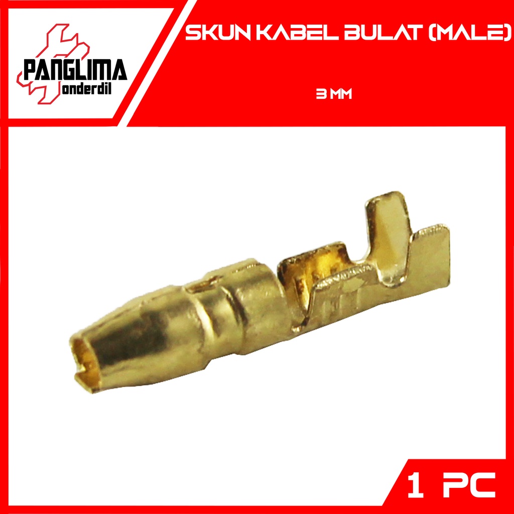 Jual Skun Kabel Bulat Male Kuningan 3 mm 3x17 Sekun-Terminal Connector ...