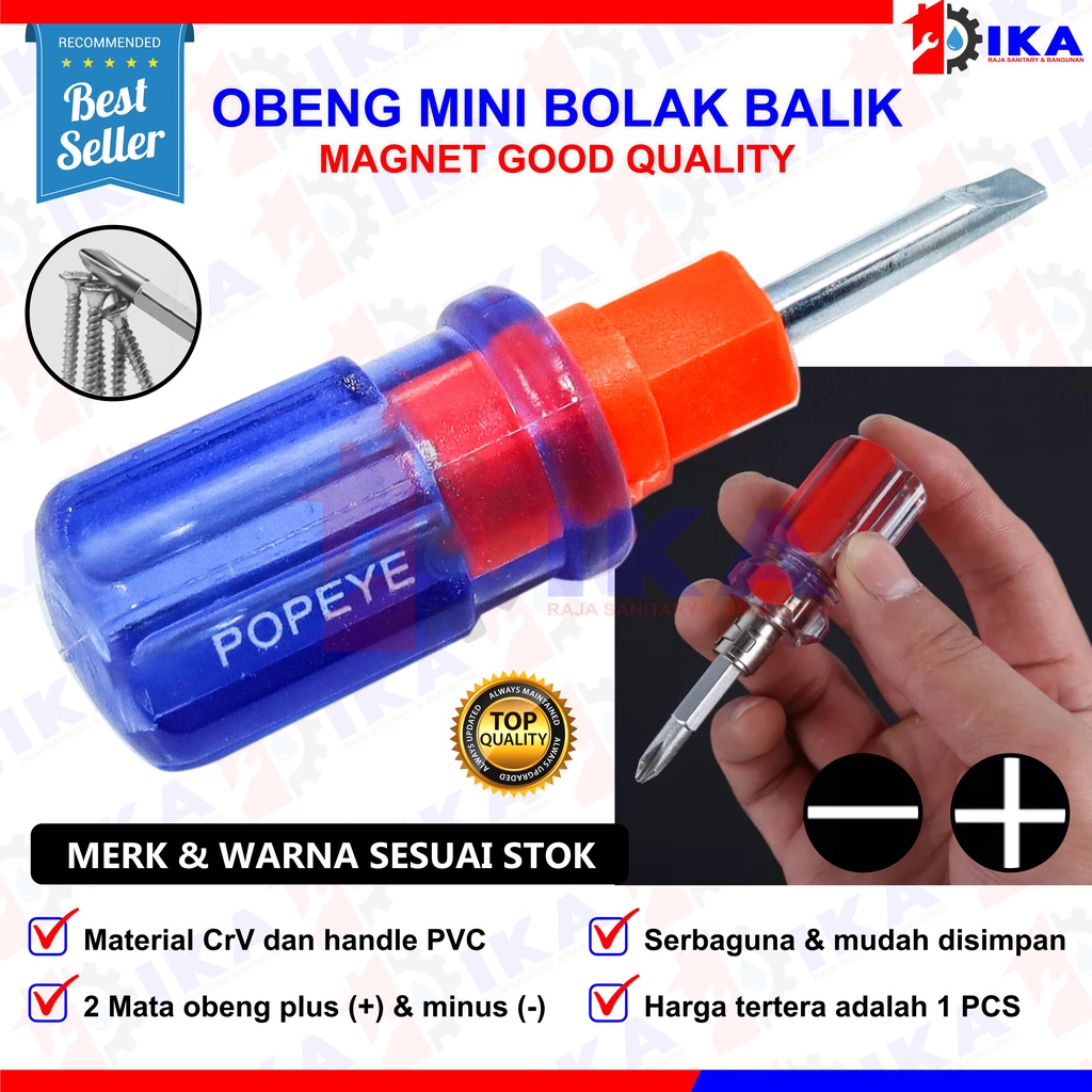 Jual Obeng Bolak Balik 2 Inci Mini Cebol I Obeng Plus Minus 2 Way ...