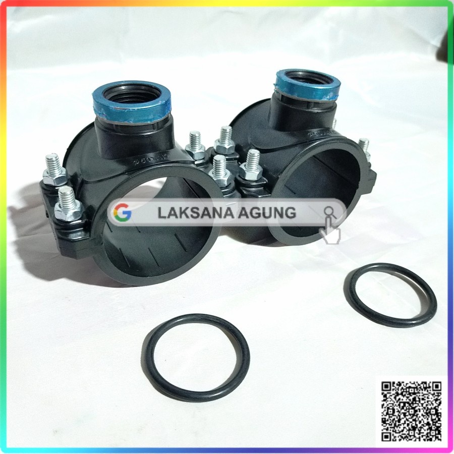 Jual Agen Clamp saddle hdpe 110mm X 1/2 inch | Clamp saddle pipa hdpe 4" x 1/2" inch | Shopee ...