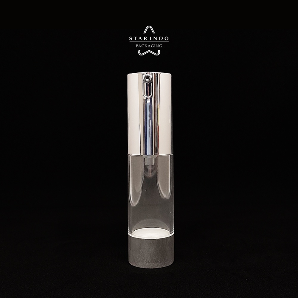 Jual Botol Skincare Airless Pump Silver 10 ml / 15 ml Botol Isi Ulang ...