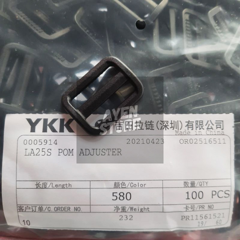 Jual 1 PACK (100PCS) YKK LA 25 S YKK LOOP ADJUSTER ukuran 2.5 cm 25 mm ...