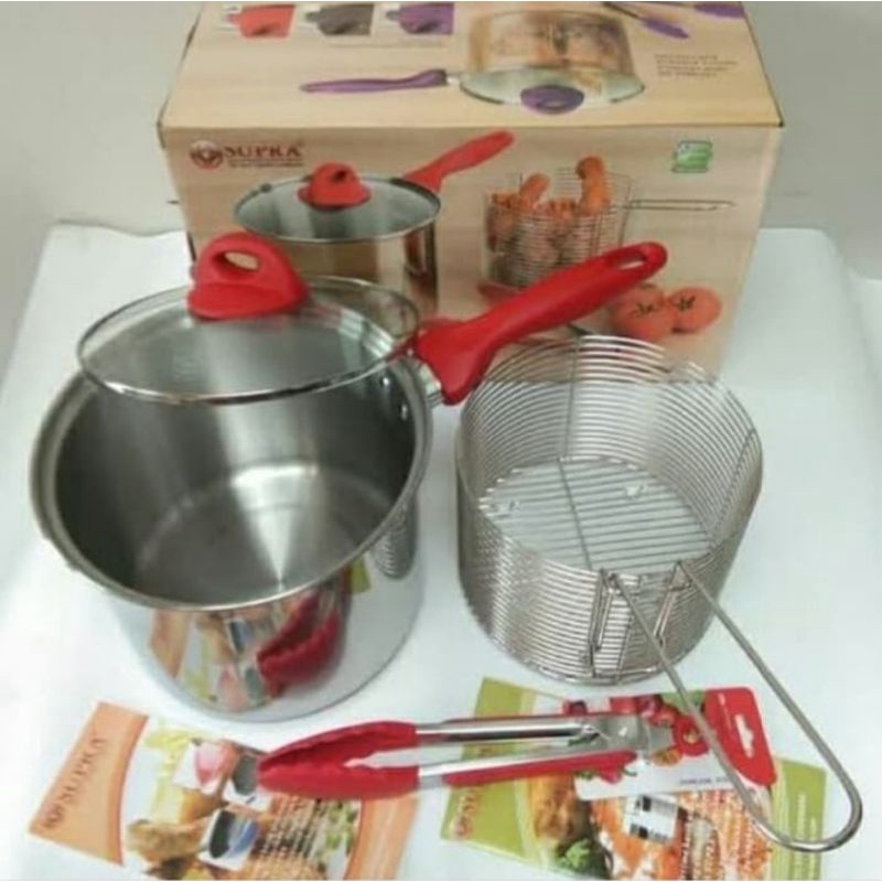 Jual Supra Deep Fryer Panci Penggorengan 20cm+Tong SP-20DF | Shopee ...