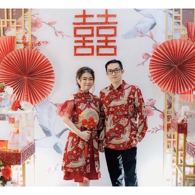 Jual batik couple set sangjit maroon | Shopee Indonesia