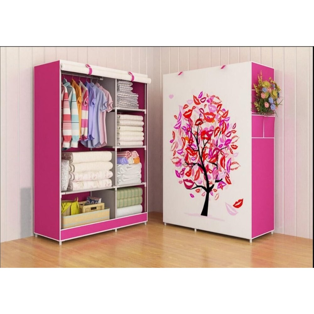 Jual Multifunction Wardrobe Cloth Rack With Cover Tree Lemari Pakaian ...