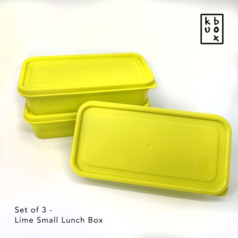 Jual KUBOX Small Lunch Box Bersekat Set of 3 in LIME Color Kotak Makan ...
