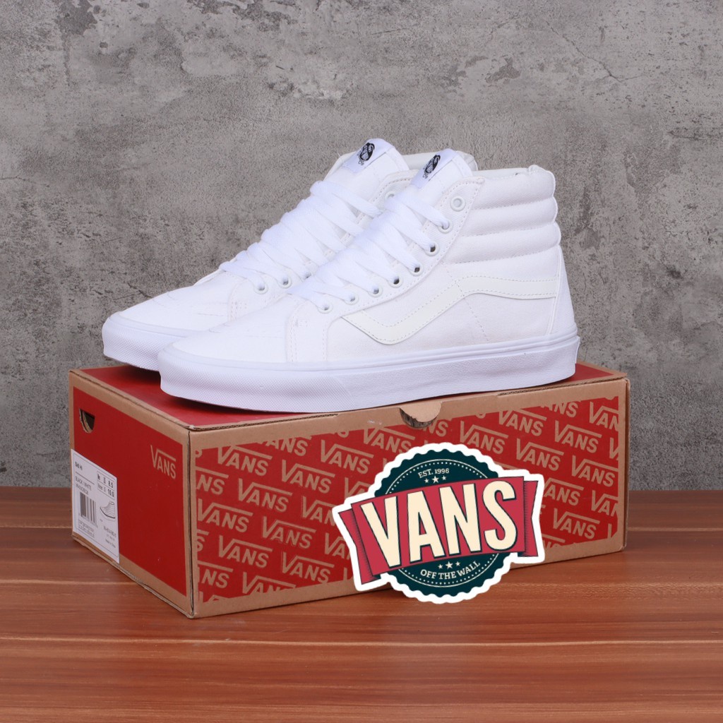 Jual SEPATU V4NS PRIA WANITA BOOTH SK8 HI FULL PUTIH POLOS SEPATU PRIA ...
