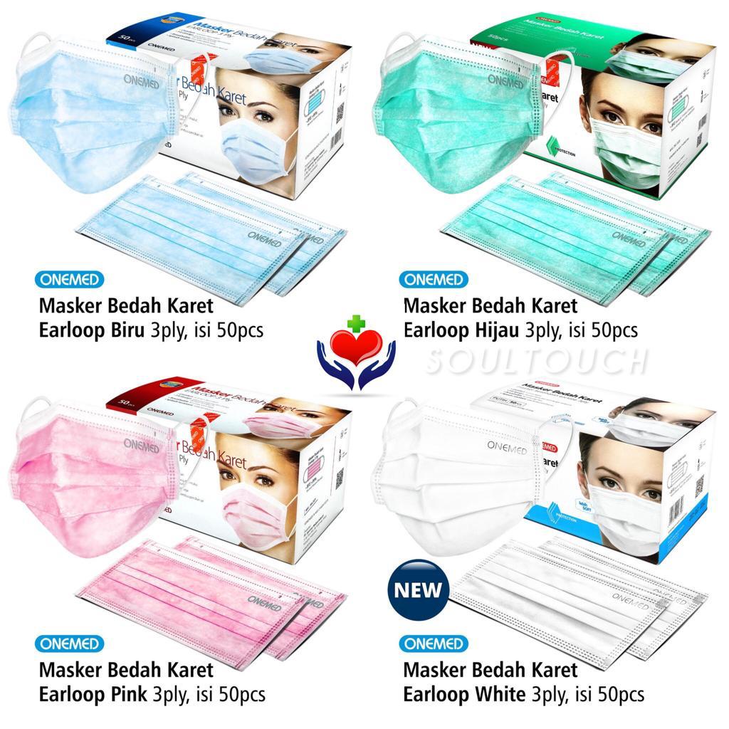 Jual Masker Medis Onemed box isi 50 pcs Mask Bedah Kemenkes Warna Putih ...
