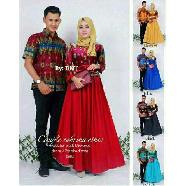 Jual [ Bayar di Tempat ] Couple Jasmin Ecnic Gamis Batik Kombinasi Kain ...