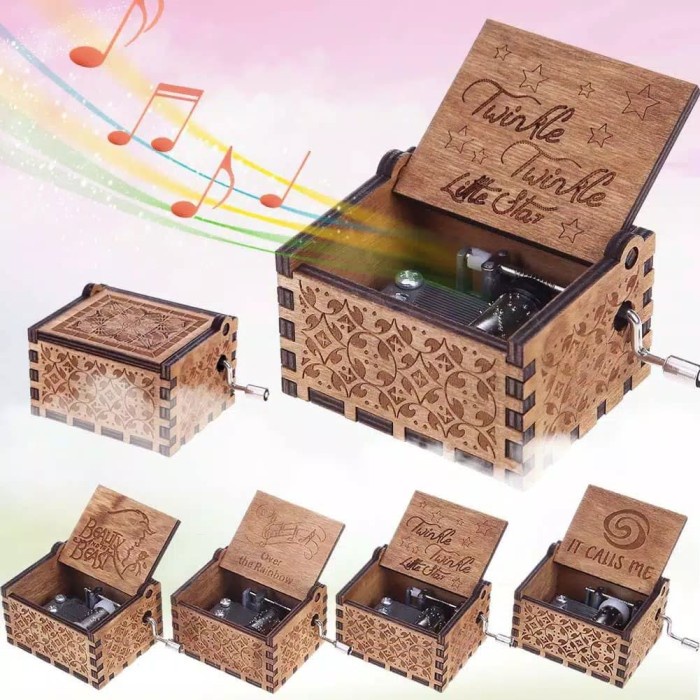Jual Kotak Musik Vintage Over The Rainbow Wooden Music Box | Shopee ...