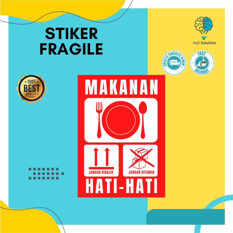 Jual [50 pcs 7x9cm ] Stiker Fragile Stiker Pengingat kurir Label ...