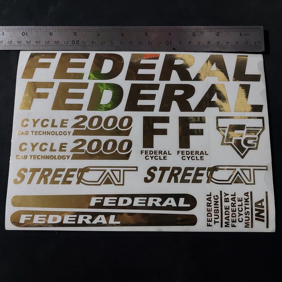 Jual Cutting Sticker FEDERAL Sepeda MTB GOLD CHROME Oracal satu set ...