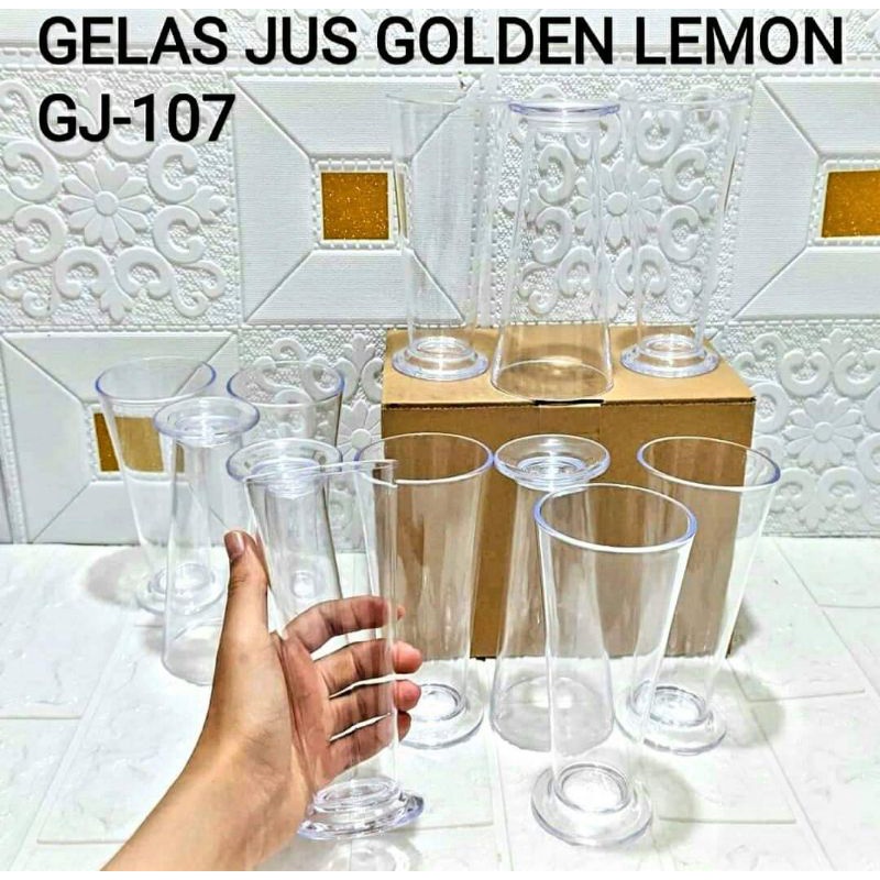 Jual Gelas Jus Golden Lemon / Gelas Jus Bahan Mika isi 6 buah | Shopee ...