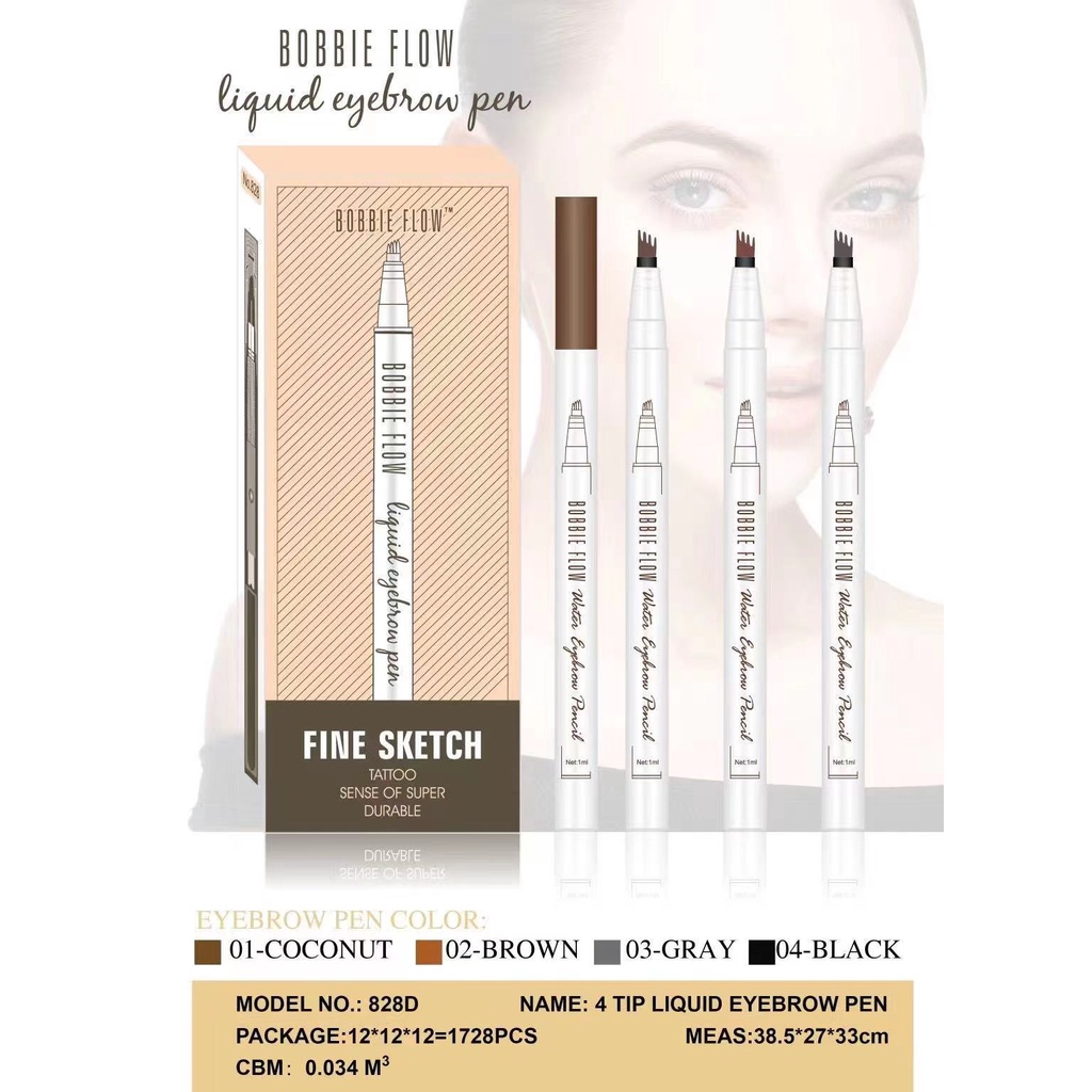 Jual BOBBIE FLOW FINE SKETCH LIQUID EYEBROW PEN FORK TIP MICROBLADING ...