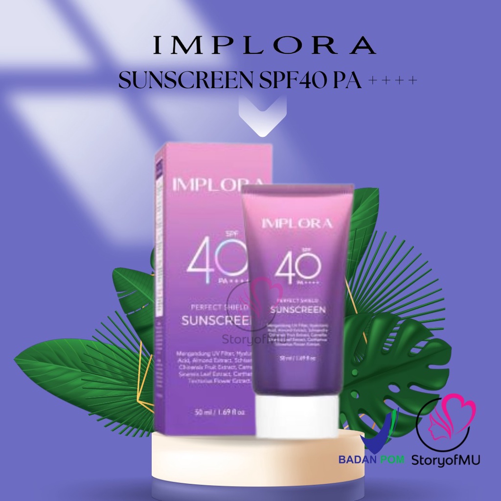 Jual IMPLORA Perfect Shield Sunscreen SPF40 PA++++ 50ml | Shopee Indonesia