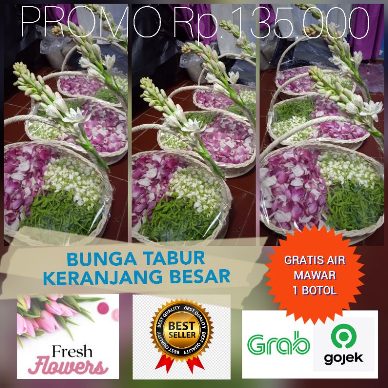 Jual kembang tabur makam keranjang besar bunga mawar melati kenanga ...