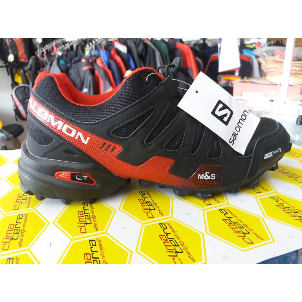 Jual SEPATU GUNUNG SALOMON HITAM/MERAH PRIA WANITA SEPATU HIKING ...