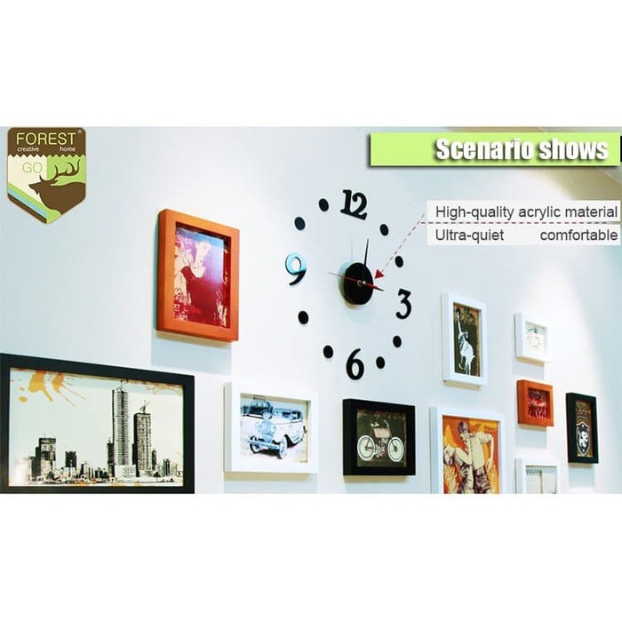 Jual Jam Dinding Tempel Besar DIY Senyap Analog 3D Giant Clock Modern ...