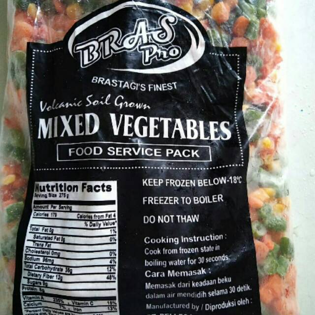 Jual Mix vegetable frozen merk braspro1 kg | Shopee Indonesia