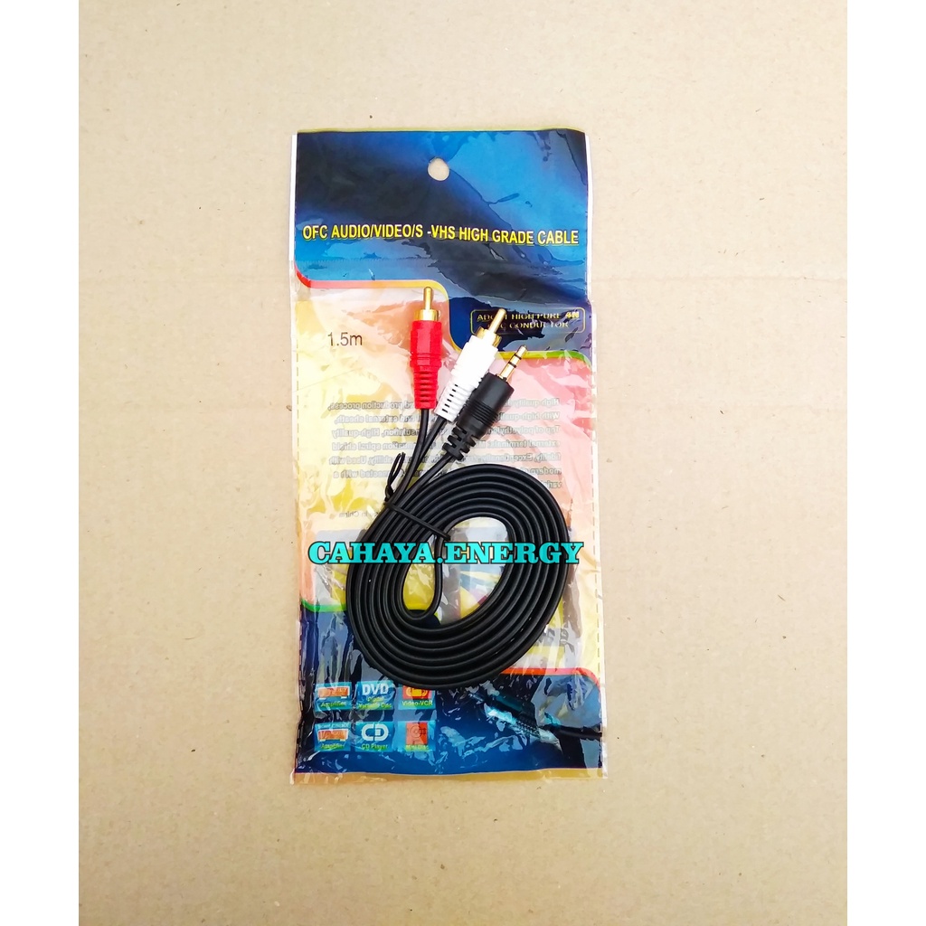 Jual Kabel Audio Jack RCA 2 In 1 To Mini Stereo Hitam | Shopee Indonesia