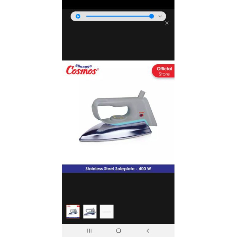 Jual cosmos setrika CIS 318 FIsolptestainless steel 400 watt-abu abu ...