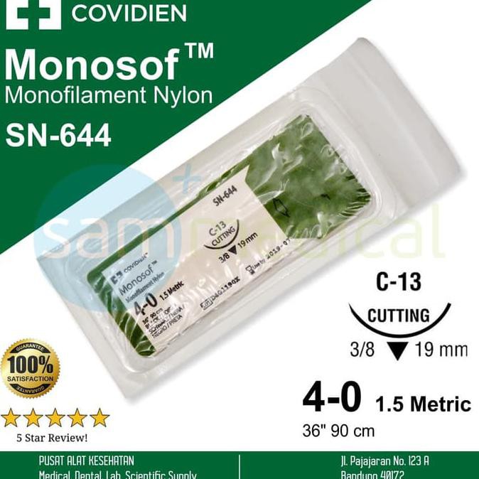 Jual COVIDIEN MONOSOF 4-0 MONOFILAMENT NYLON SUTURES SN-644 DISKON ...