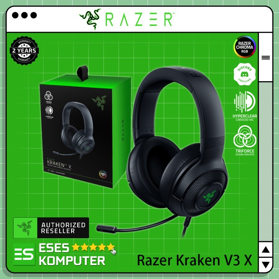 Jual Headset RAZER Kraken V3 X V3X RGB USB | HyperClear Headset Gaming ...