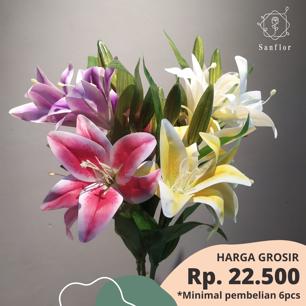 Jual Bunga Lily Latex artificial/Bunga Lili palsu bahan Lateks | Shopee ...